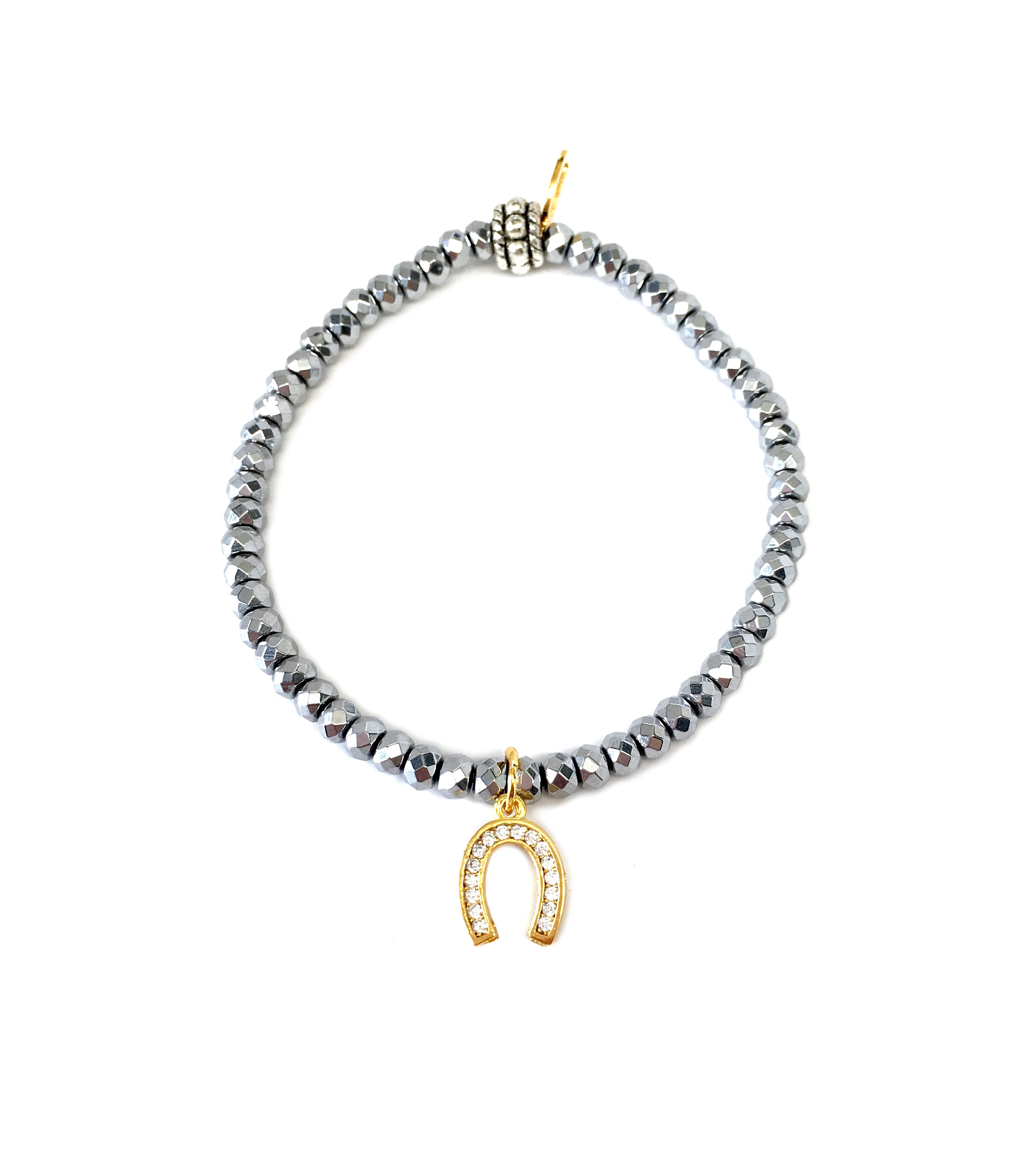 Gold Pave Horseshoe Charm Bracelet Dripping in Gems